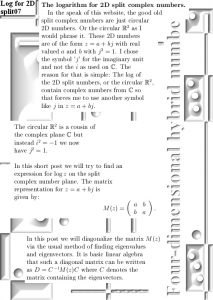 The logarithm of all 2D circular numbers (the split complex numbers ...