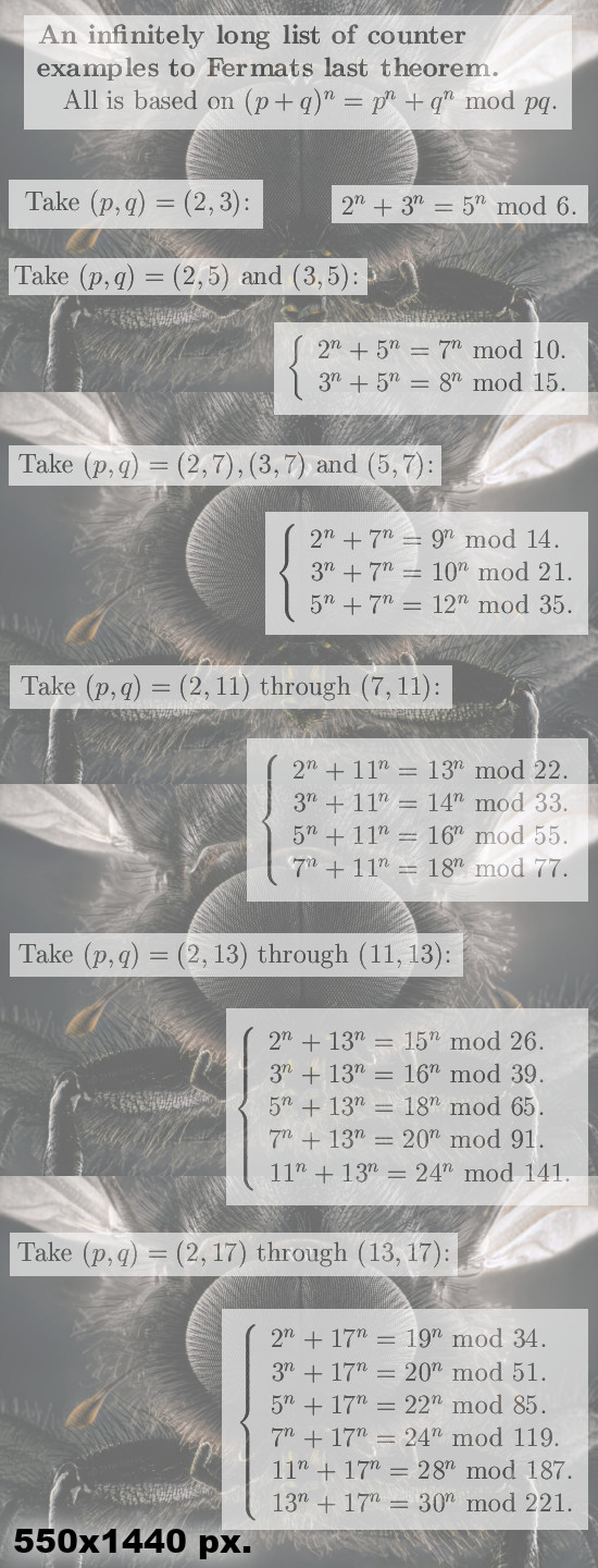 A infinite list of counter examples to the last theorem of Pierre de ...