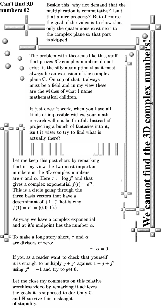 And another of those “We cannot find the 3D complex numbers” video’s ...