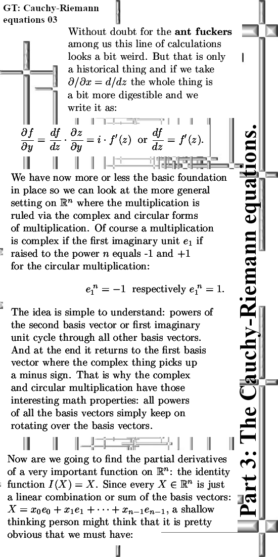 General Theory Part 3: Cauchy-Riemann equations. | 3Dcomplexnumbers
