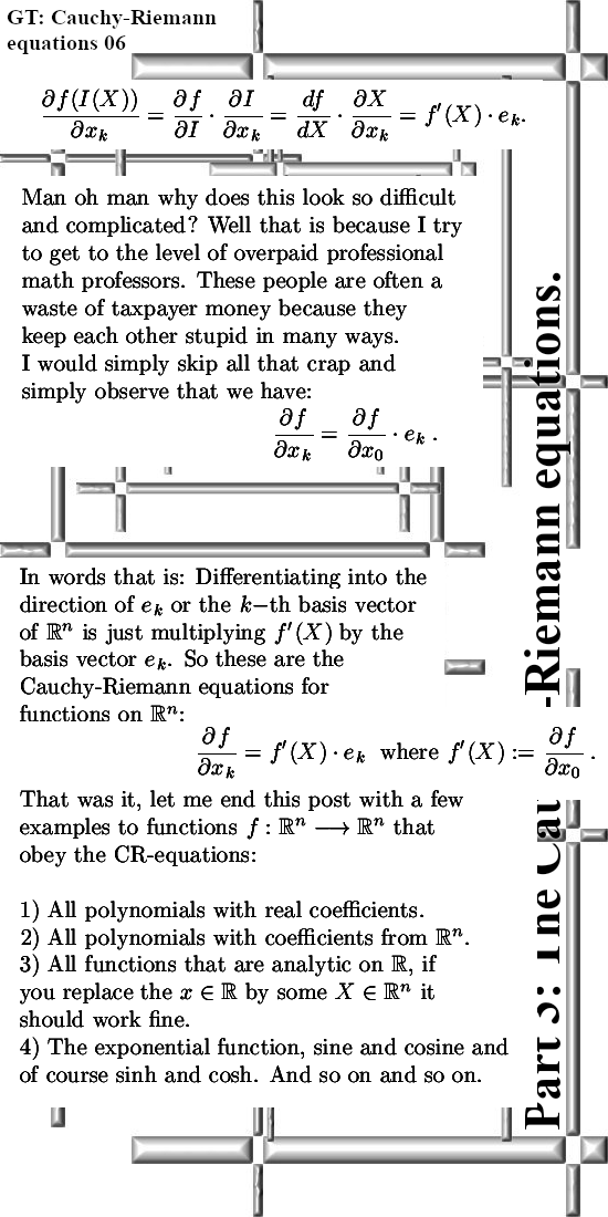 General Theory Part 3: Cauchy-Riemann equations. | 3Dcomplexnumbers