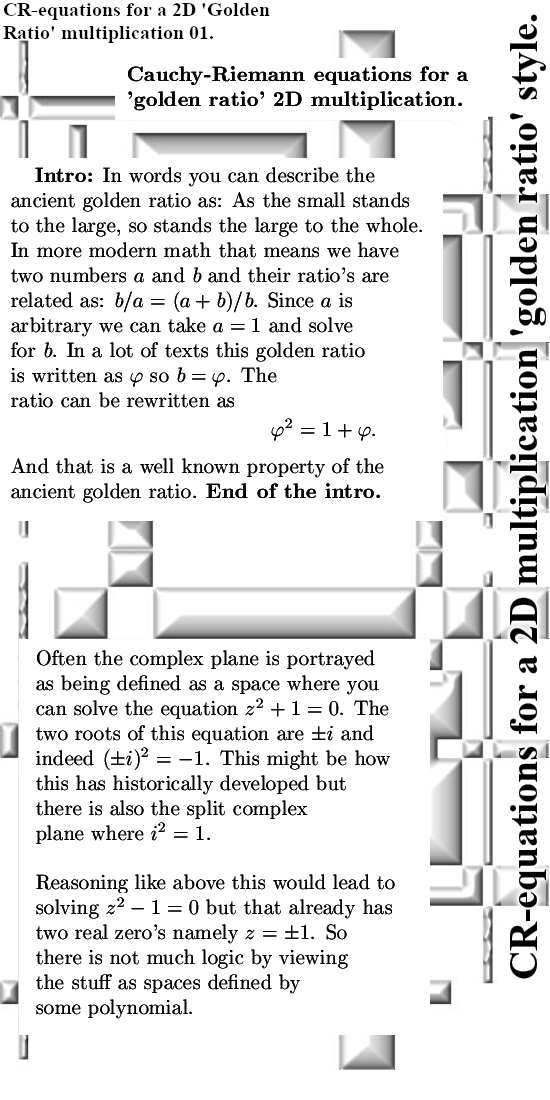 Cauchy-Riemann equations for a ‘golden ratio’ 2D multiplication ...