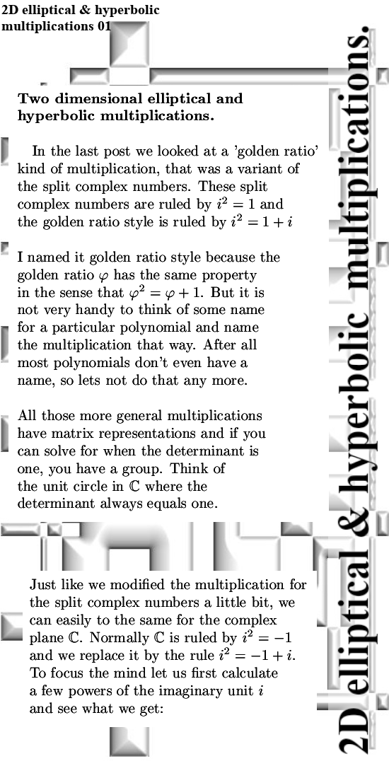 2D elliptical and hyperbolic multiplications. | 3Dcomplexnumbers
