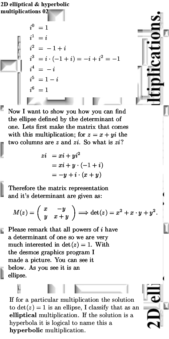 2D elliptical and hyperbolic multiplications. | 3Dcomplexnumbers