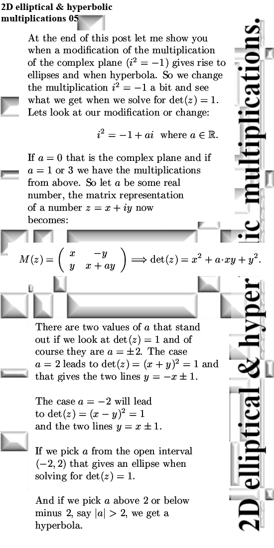 2D elliptical and hyperbolic multiplications. | 3Dcomplexnumbers