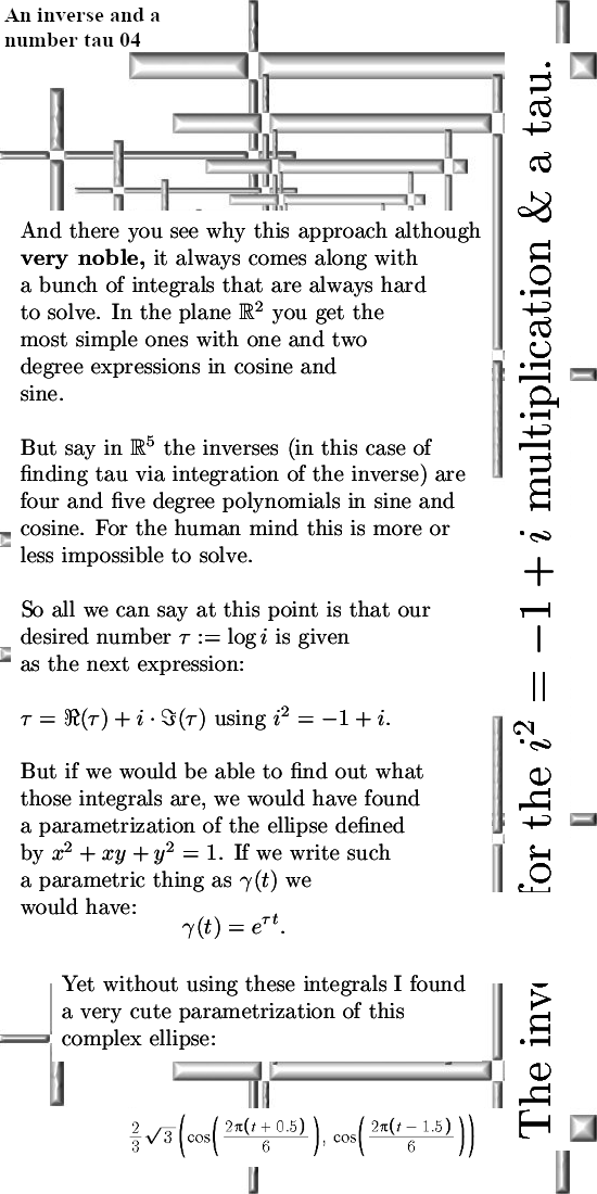 An inverse and a number tau for the i^2 = -1 + i multiplication ...