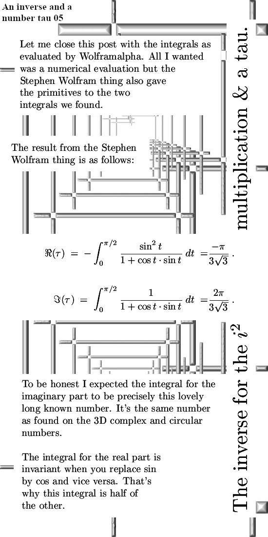 An inverse and a number tau for the i^2 = -1 + i multiplication ...