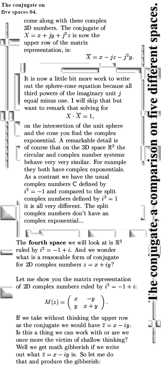 Comparison of the conjugate on five different spaces. | 3Dcomplexnumbers