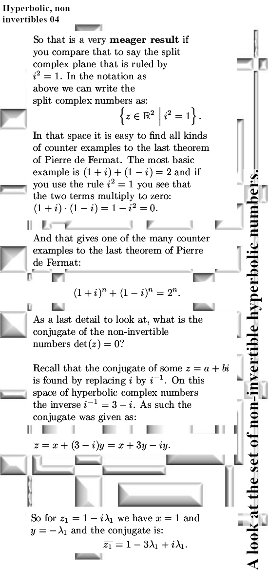A look at the set of non invertible hyperbolic 2D complex numbers ...