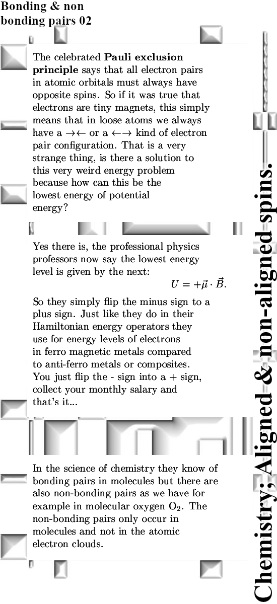 A bit more on the bonding and non-bonding electron pairs in chemistry ...