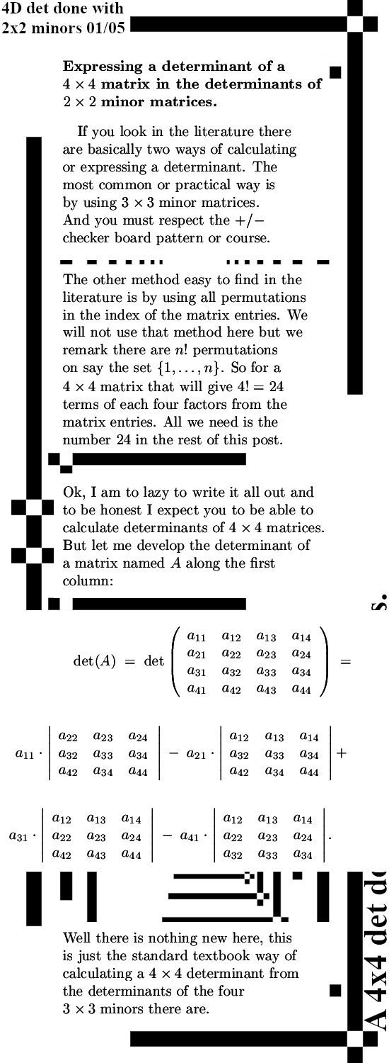Expressing a determinant of a 4×4 matrix in the determinants of 2×2 ...
